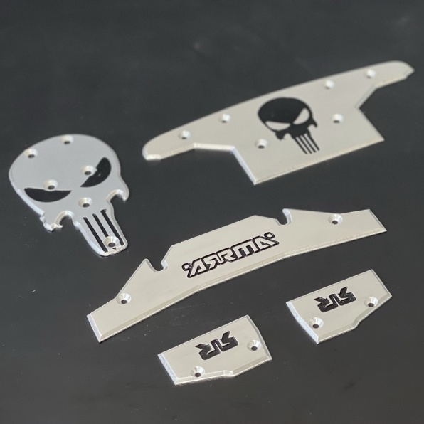 Stupid RC PUNISHER SKULL EDITION ALUMINUM SKID PLATE Arrma Infraction ...