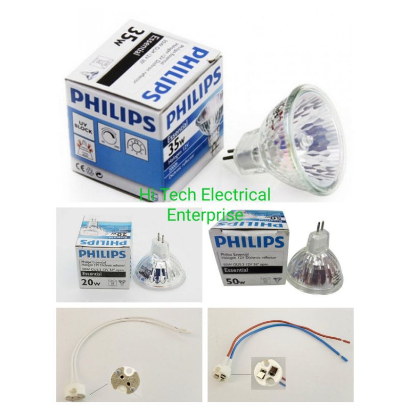 PHILIPS HALOGEN BULB MR16 GU5.3 12V 20W / 35W / 50W 36° - 2PIN | Shopee ...