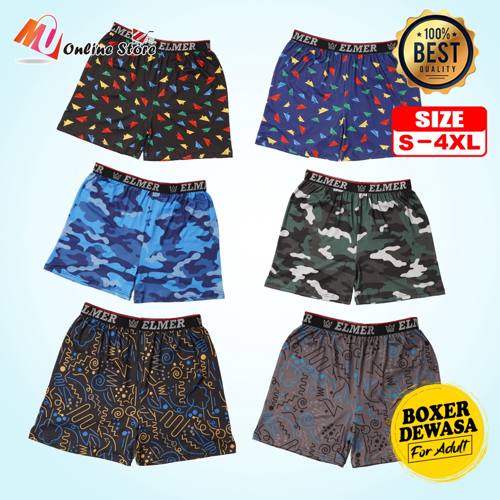 MU SELUAR PENDEK GETAH DEWASA / BOXER DEWASA / SELUAR PENDEK BERCORAK ...