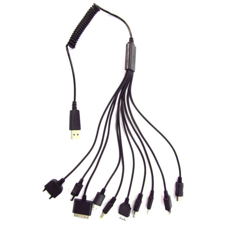 Portable USB 10 In 1 Charge Cable Multi Charger Cable - Black | Shopee ...