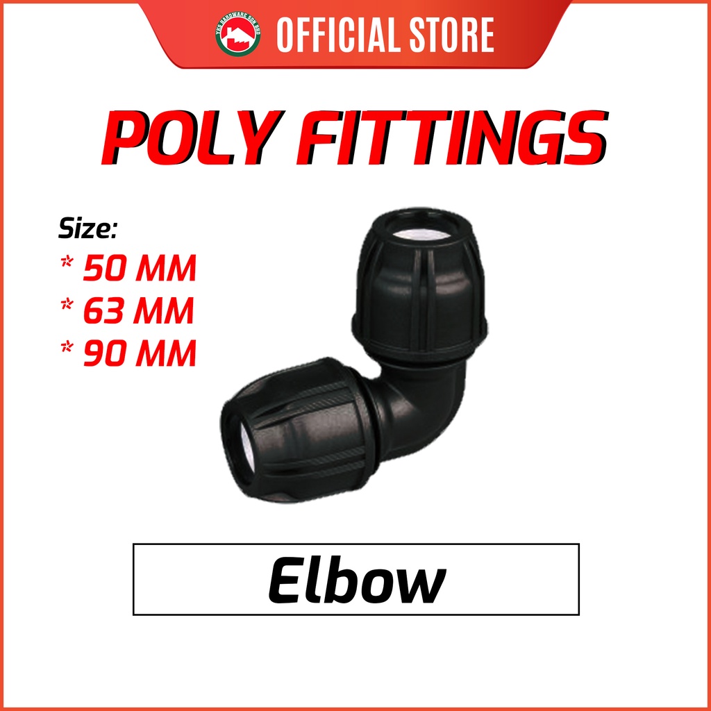 POLY ELBOW 90 DEGREE - Poly Pipe Fitting Connector Joint - 50 MM / 63 ...