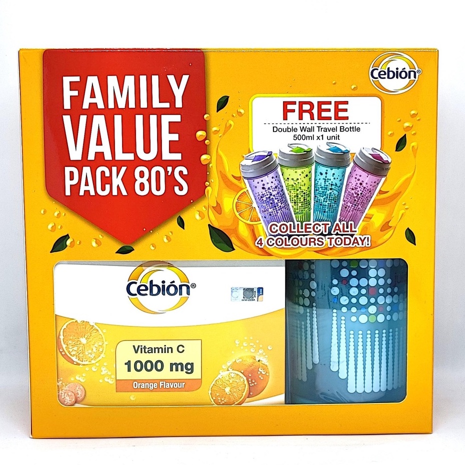 [FOC GIFT] Cebion Vitamin C 1000mg Effervescent Tablet 2 x 40s (Orange ...