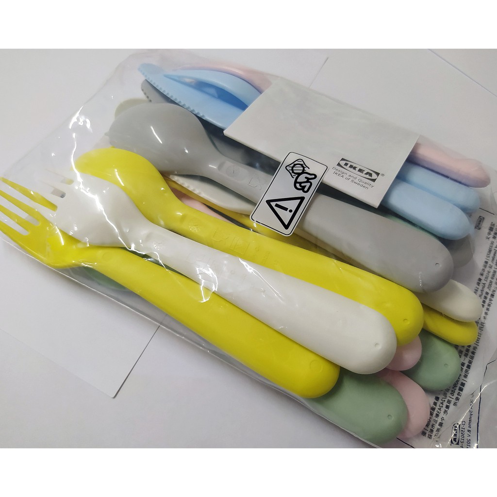 [18pcs] «IKEA» Children kids cutlery set mixed colour toddler Set ...