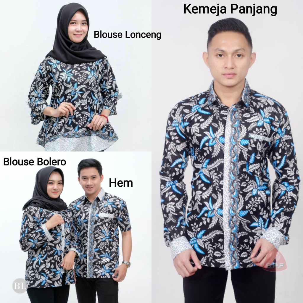 RUZZA Batik Couple Motif Pari Blarak Blue Uniform Size M L XL | Shopee ...