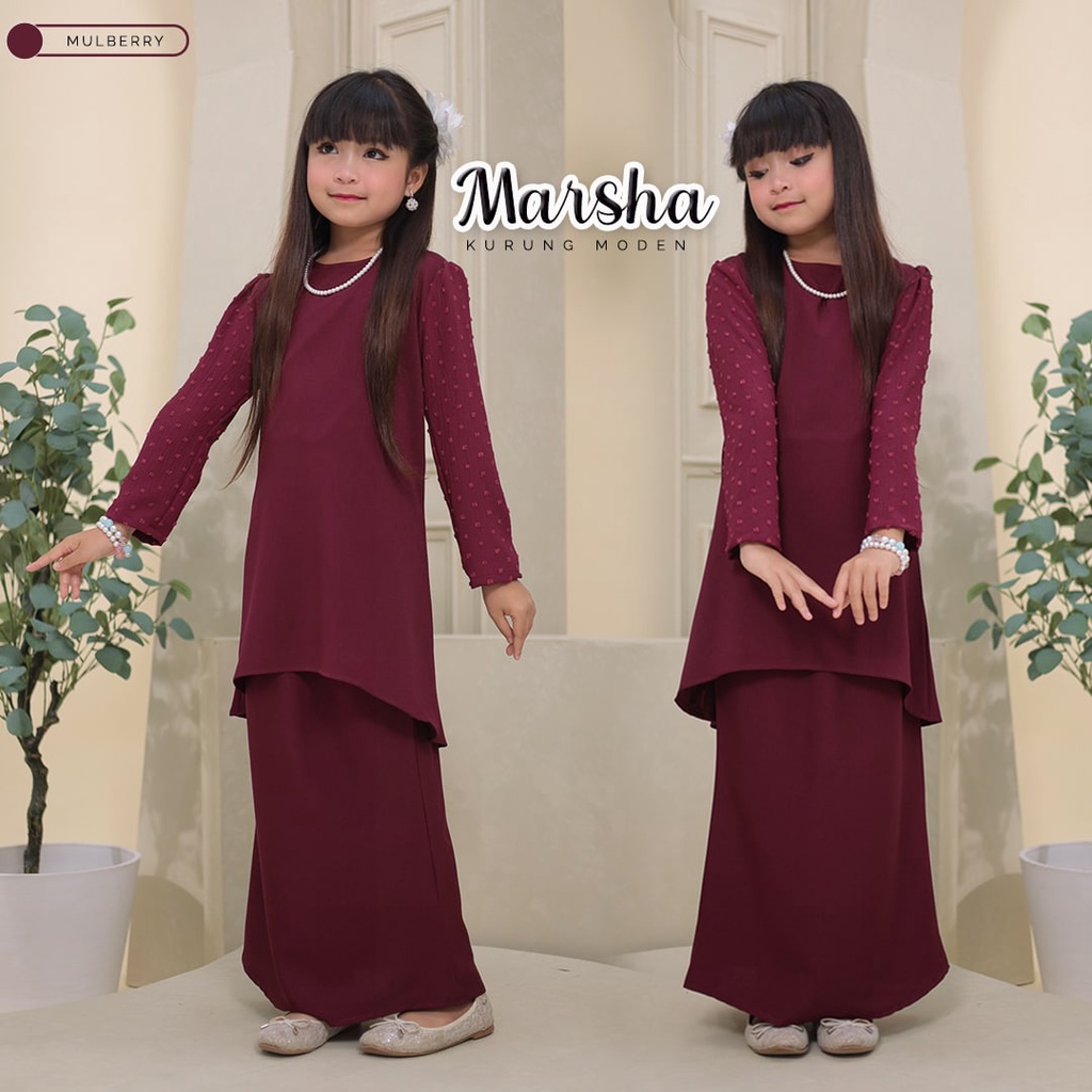 BAJU KURUNG BUDAK MODEN MARSHA RAYA SET SEDONDON IBU ANAK 2024 MUSLIMAH ...