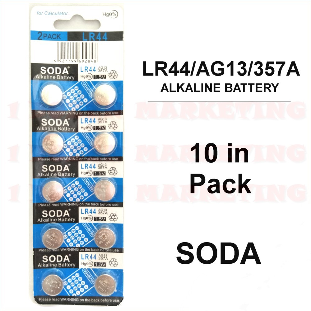 LR44 AG13 357A Original SODA Alkaline 1.5V Button Battery 10 pcs | Shopee Malaysia