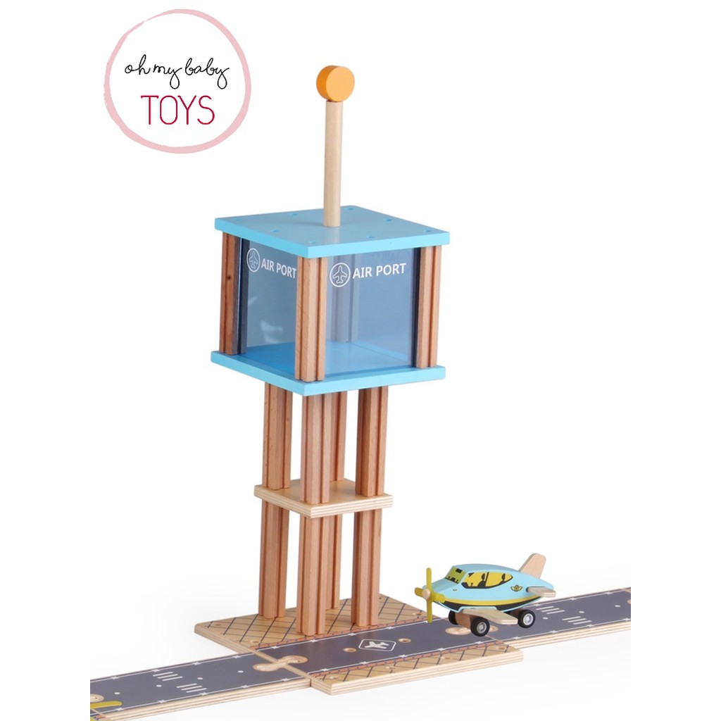 KAYU Wooden Toys QPACK Airport Tower - Wooden Airplane Tower Toy ...