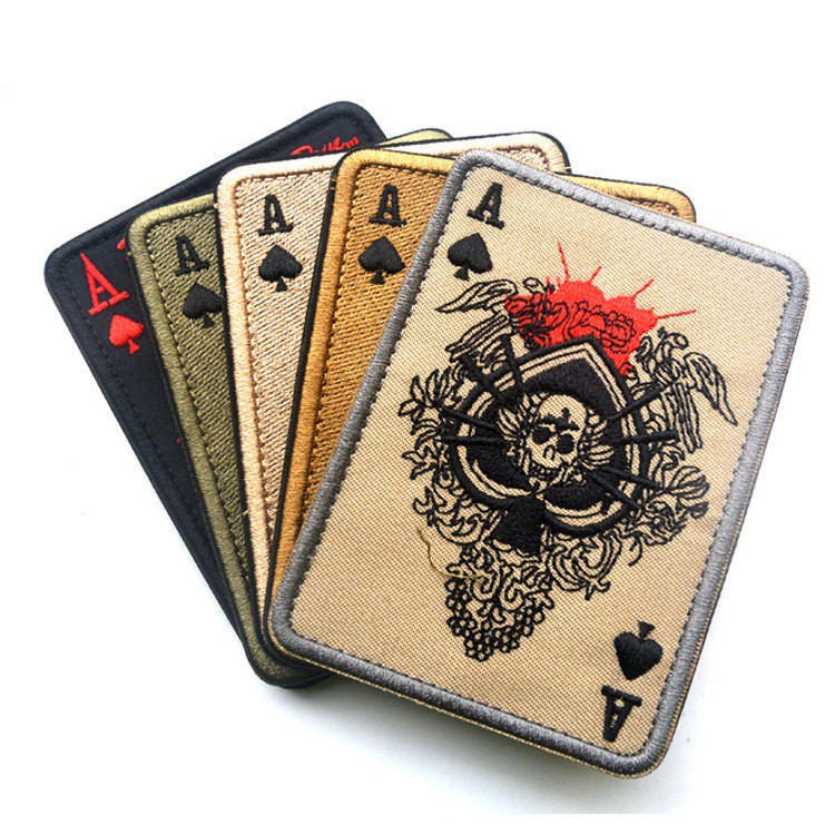 ACE OF SPADES DEATH SKULL POKER CARD USA ARMY TACTICAL PATCH | Shopee ...