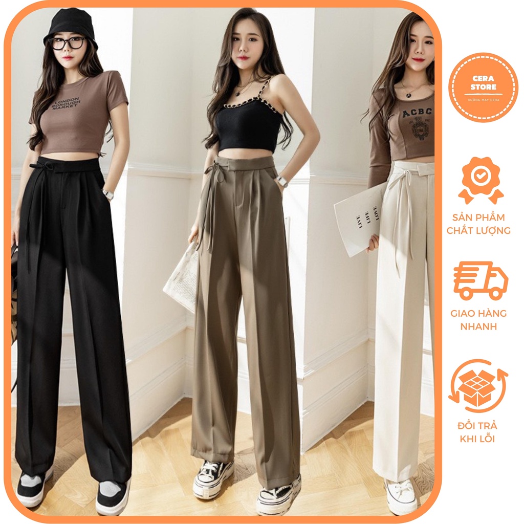 RUBI Wide-legged Pants With Bow Tie, Stylish Rub Pattern, Women'S Pants ...