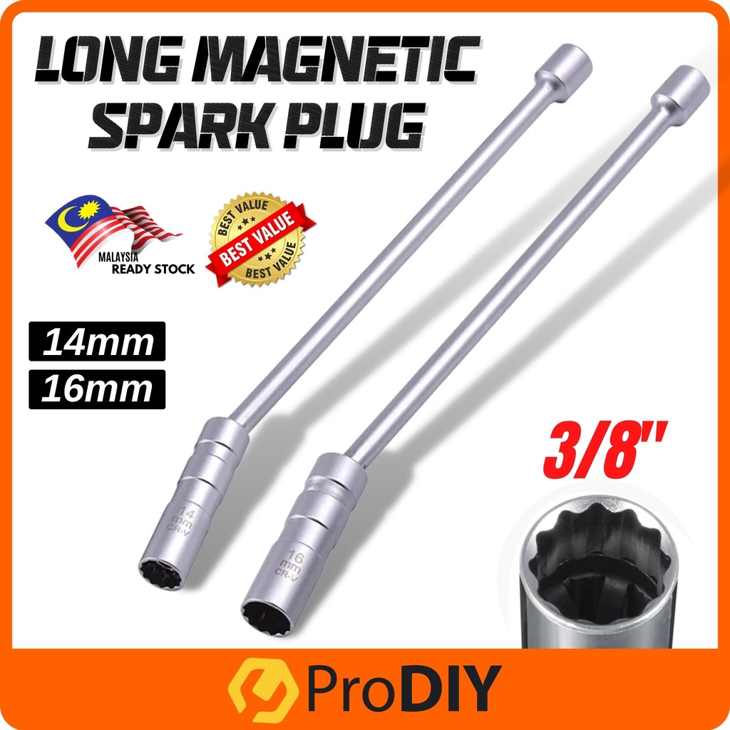 14mm / 16mm 3/8" Long Magnetic Spark Plug Sleeve Removal Tool 12 Point ...