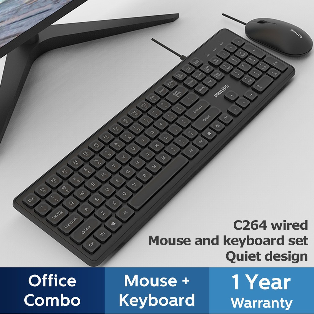 Philips SPT8264 USB Wired Keyboard and Mouse | Shopee Malaysia