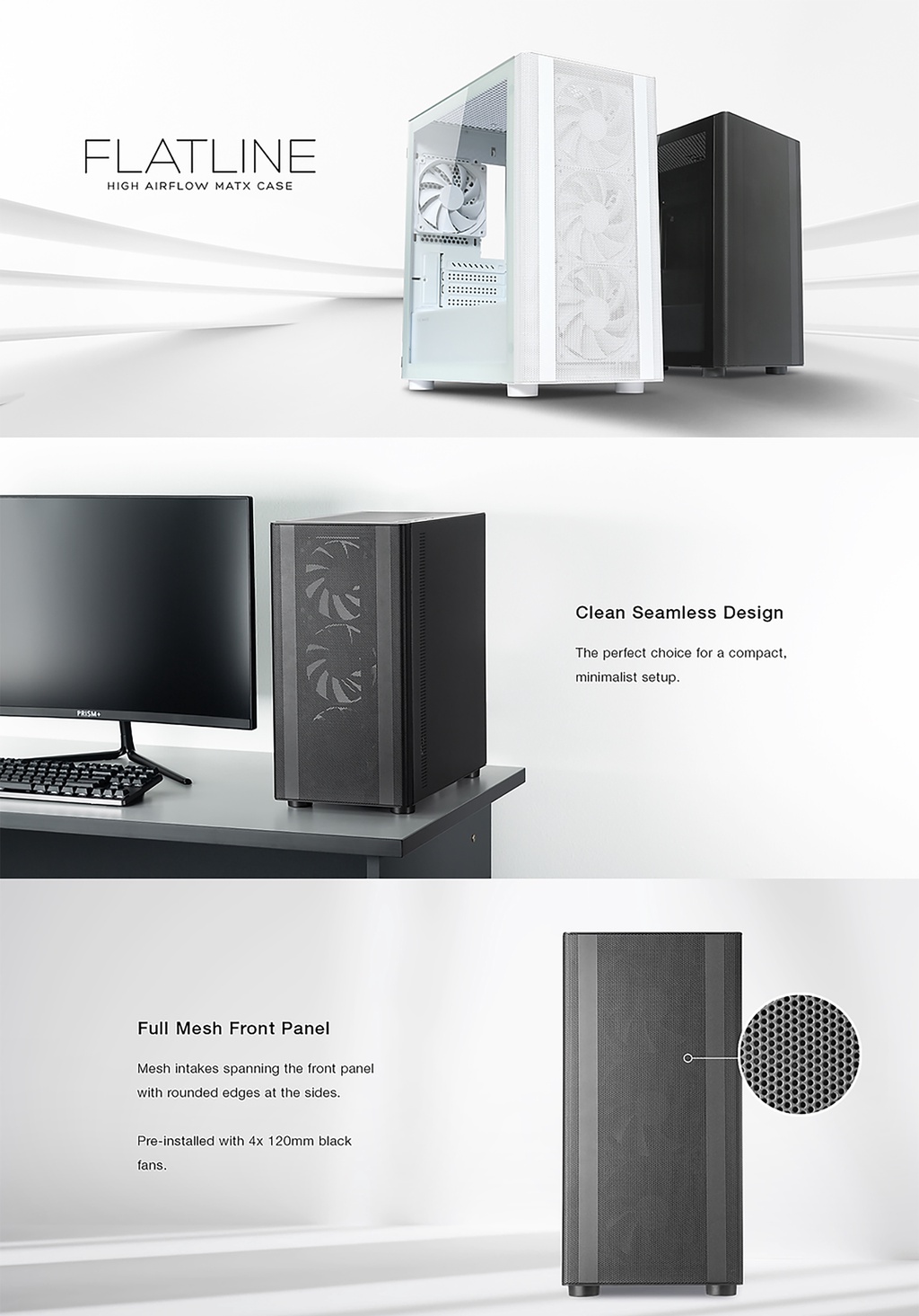 Tecware Flatline Tempered Glass MATX Casing - (Black/White) | Shopee ...