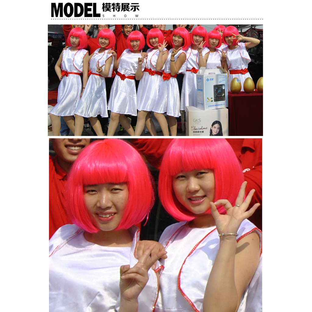 Cosplay bobo colour hair wig/ Pinky red/ ready stock | Shopee Malaysia