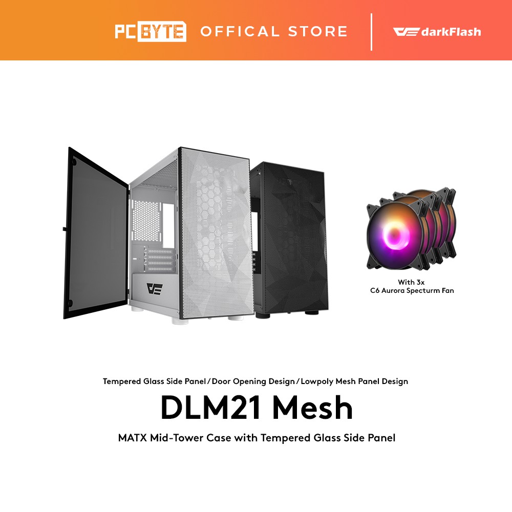 Aigo darkFlash DLM21 Mesh M-ATX Casing With 4x ARGB Fans | Shopee Malaysia