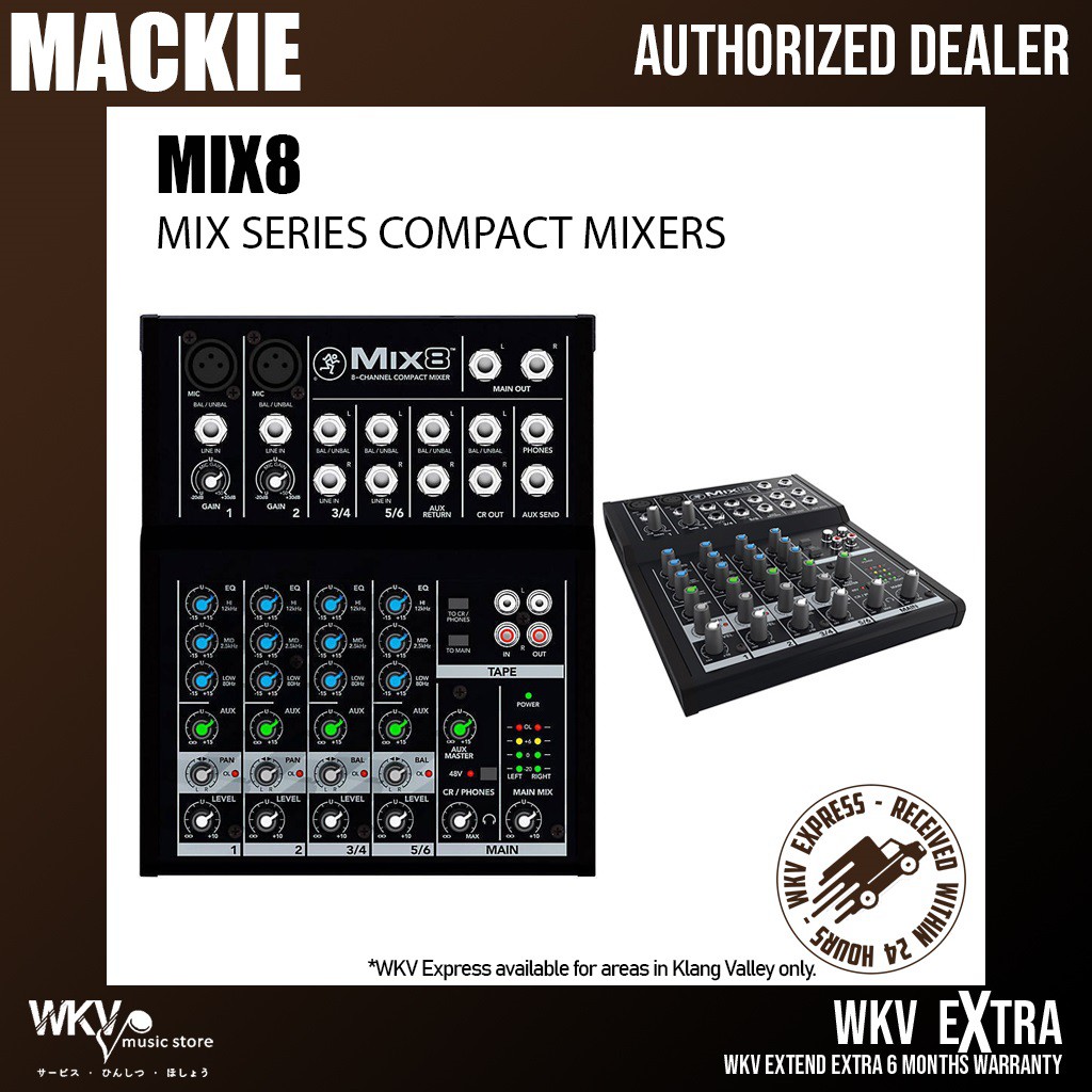 Mackie Mix8 Mixer 6-input Compact Desktop Analog Mixer Mixing Console ...
