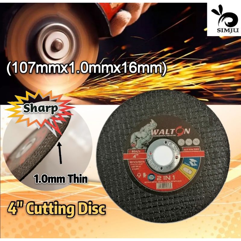 4" Angle Grinder Cutting Disc (107mmx1.0mmx16mm) H/Duty Metal Stainless ...