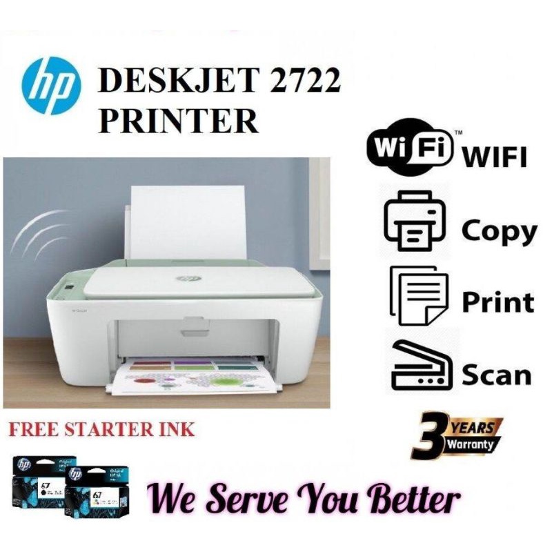 Hp 2722 Printer (Copy+Print+Scan+Wireless) | Shopee Malaysia