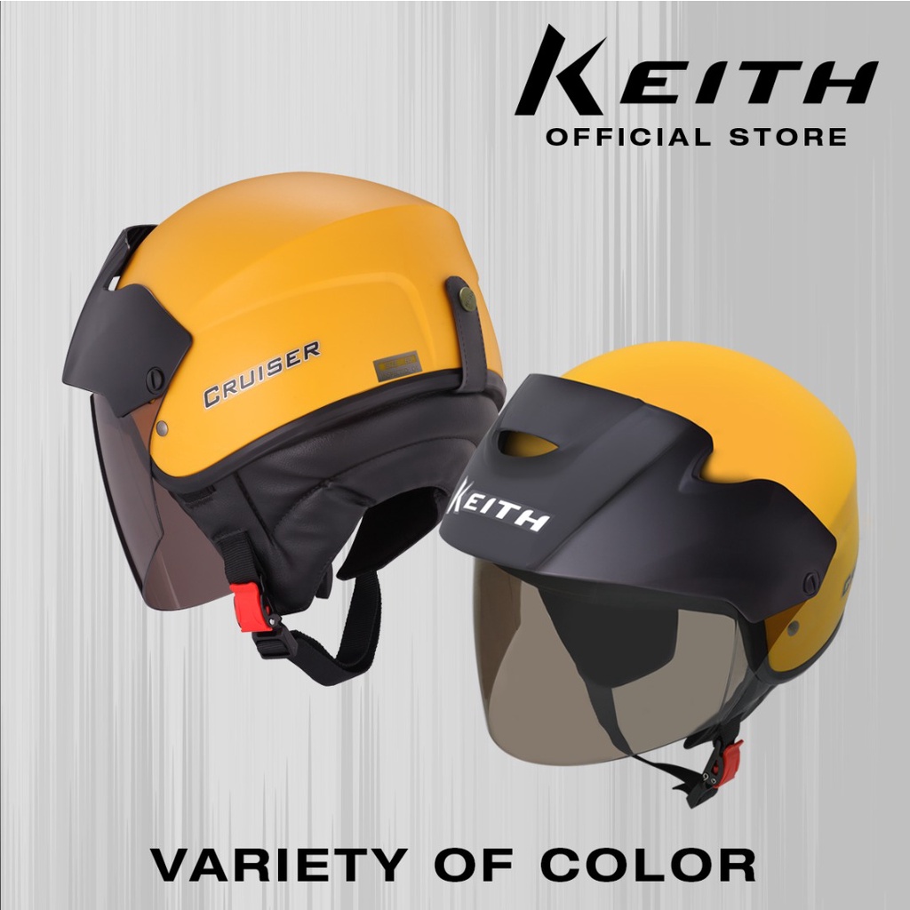 KEITH Cruiser 3 Half Helmet - Yellow | Shopee Malaysia