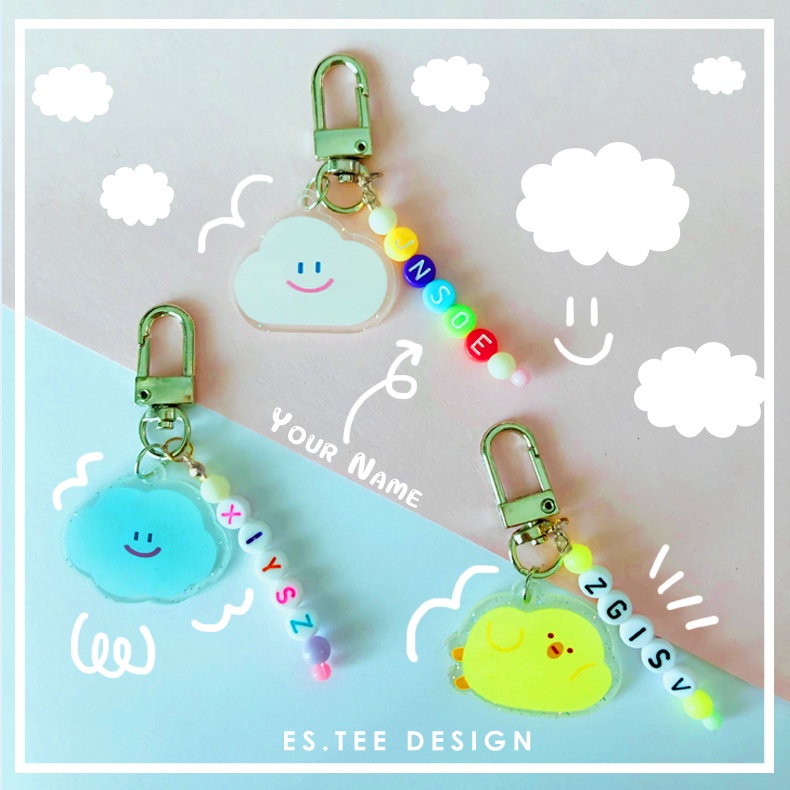Cute custom Name nama keychain keyring cartoon pendent Customize Letter ...