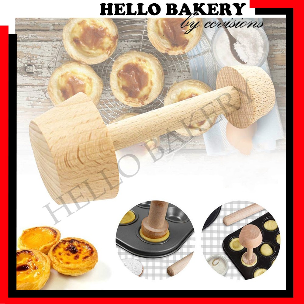 2 in 1 Egg Tart Tamper Mold Wooden Press Dough Mould Pusher Presser 3 ...