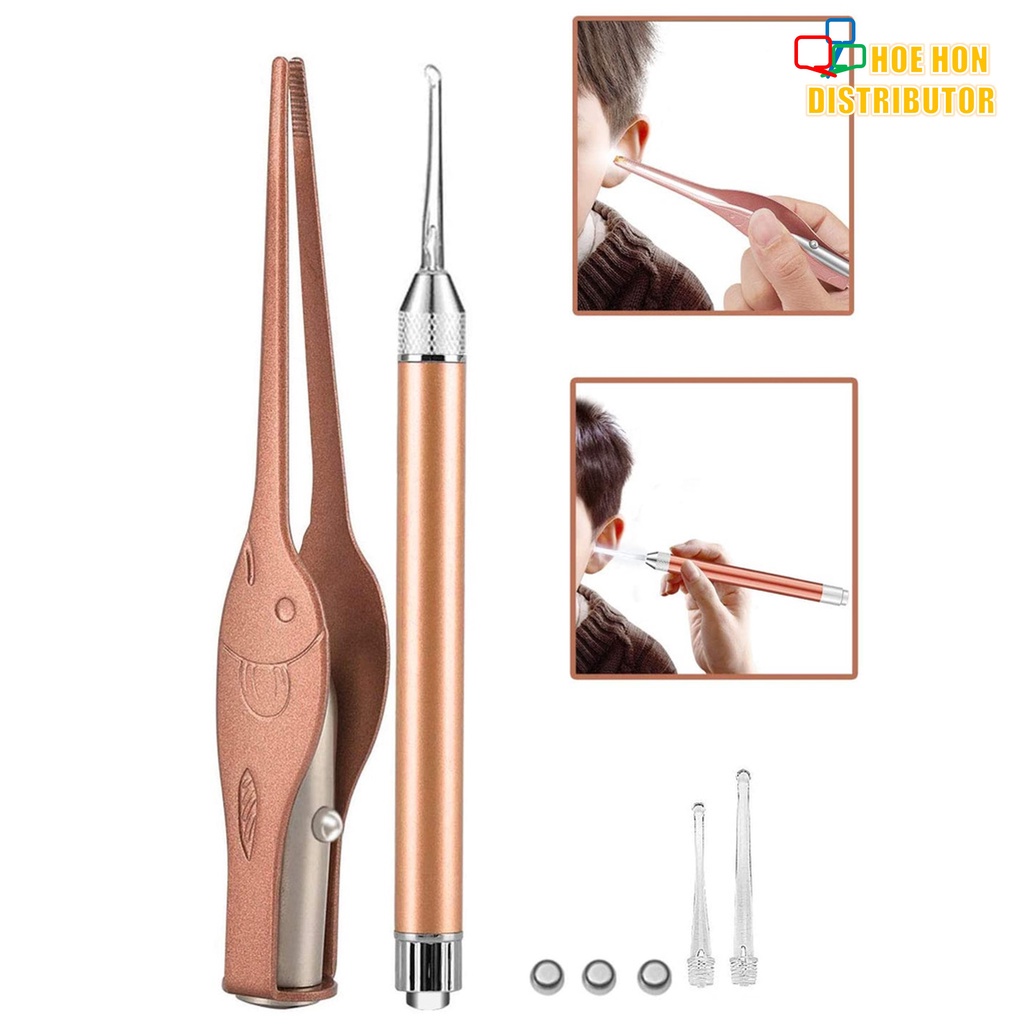 [No Battery] Ear Pick With LED Light Tweezer Wax Remover Scoop Ear ...