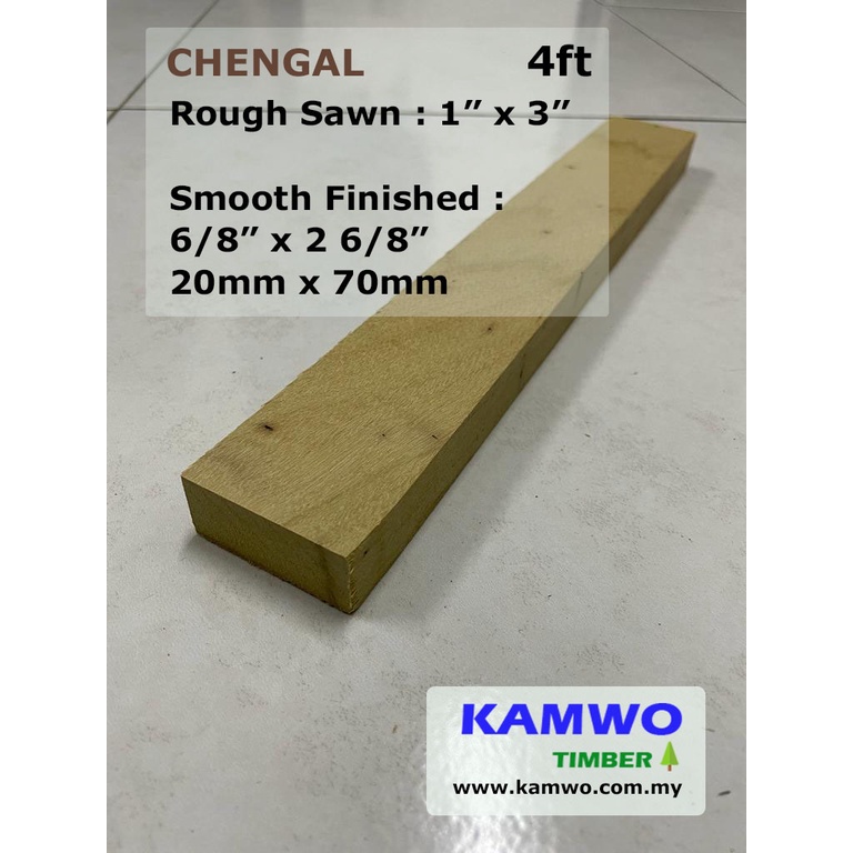 Chengal Timber (Rough, S4S, E4E, E2E) - 1" x 3" x 4ft - ( Kayu Cengal ...