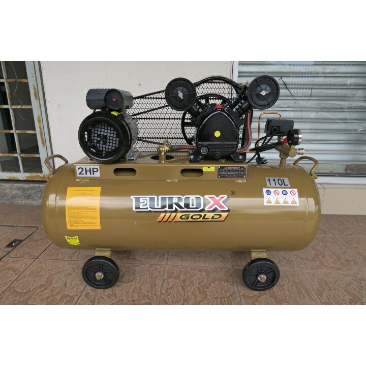 Euro-X Gold 2.0HP 110L 8.0Bar Belt Driven Air Compressor | Shopee Malaysia