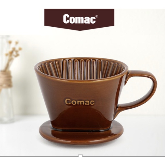 [Comac] Ceramic Coffee Dripper - Brown , Unbleached Coffee Filter Paper ...