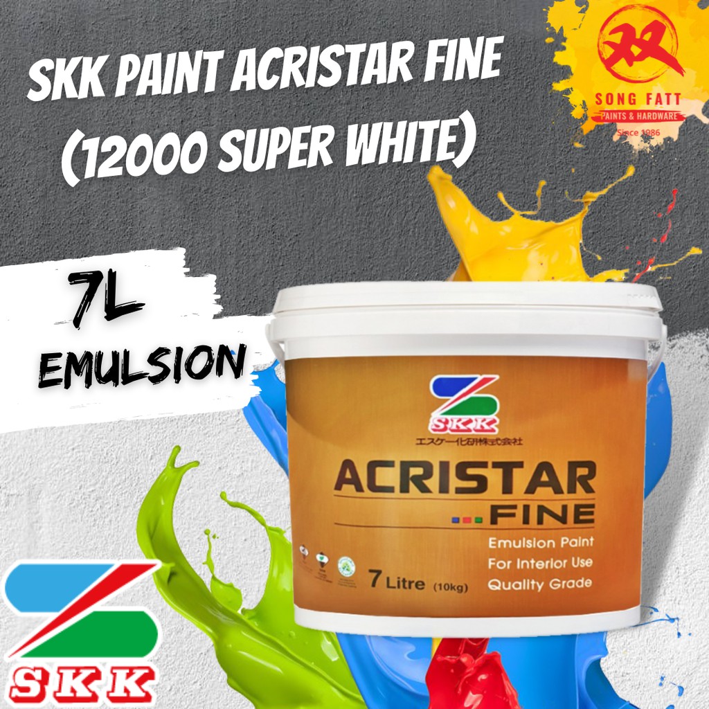 SKK Paint Acristar Fine (12000 Super White) 7L Emulsion (Song Fatt ...