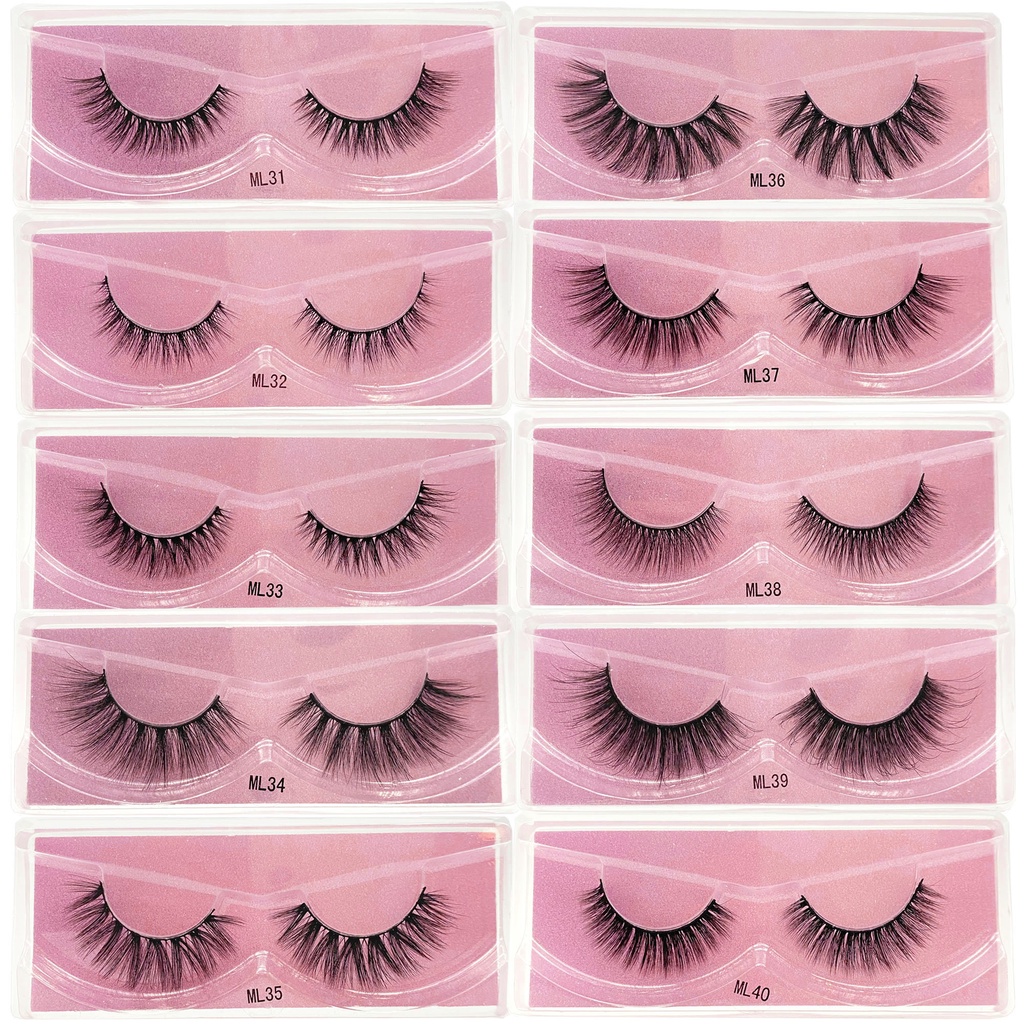 Mollie Lipper 1 Pair Mink False Eyelashes Handmade Makeup Beauty Cross ...
