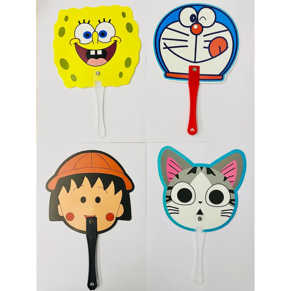 Cartoon PVC Hand Fan ( Doraemon, Spongebob Squarepants, Cat, Chibi ...