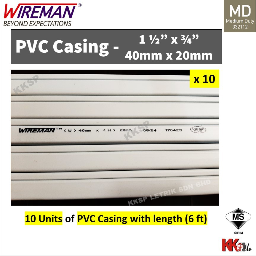 (Medium Duty) 10 pcs x WIREMAN 1 1/2" x 3/4" PVC Casing size 40mm x ...