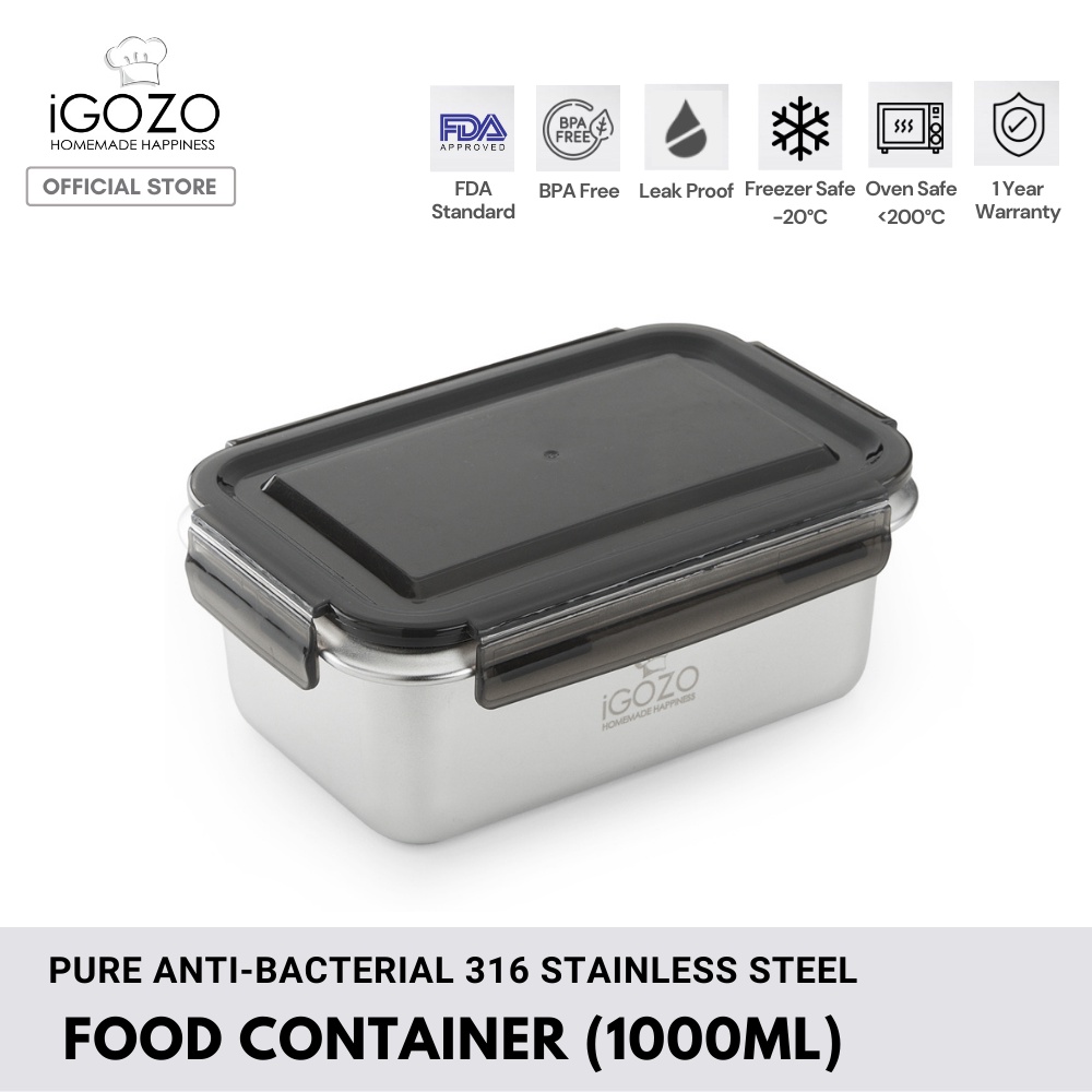iGOZO Pure Anti-Bacterial 316 Stainless Steel Food Container Lunch Box ...