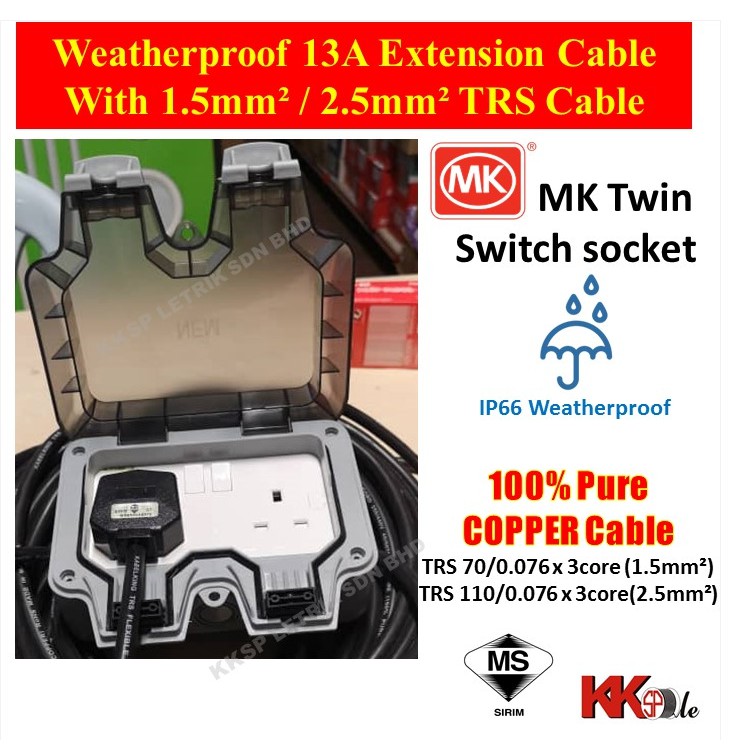 (Max.4800W) SUPER HYPER Heavy Duty MK Weatherproof PVC Twin Switch ...