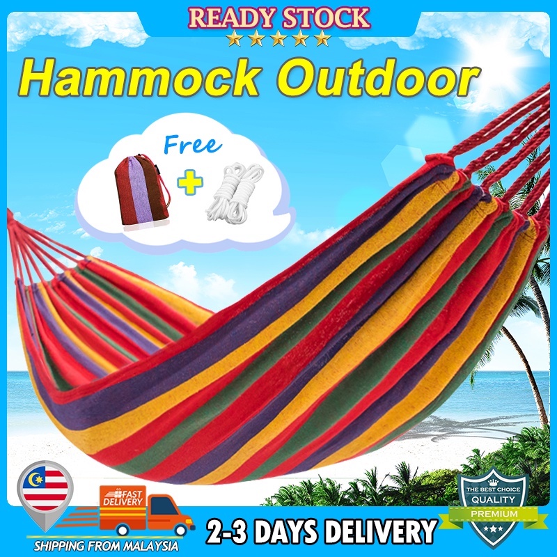 🔥【Ready Stock】🔥 Rainbow Hammock Outdoor Camping Canvas Fabric Striped ...