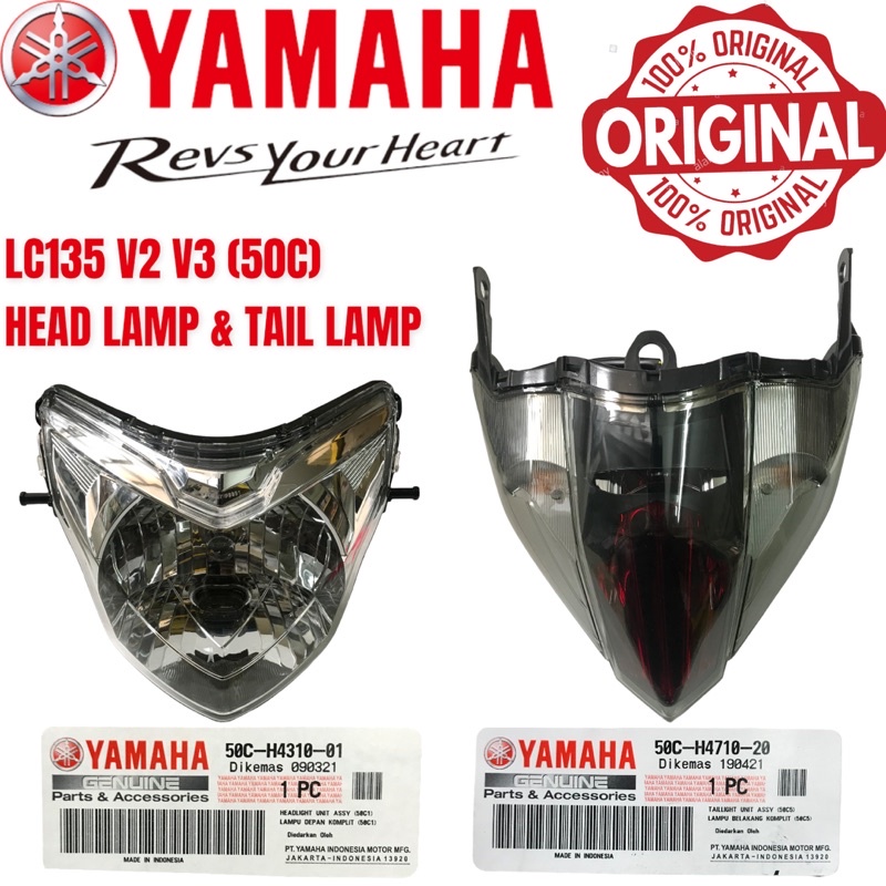 YAMAHA LC135 V2 V3 (50C) 100% ORIGINAL HEAD LAMP HEAD LIGHT LC135 TAIL LIGHT TAIL LAMP ASSY ...