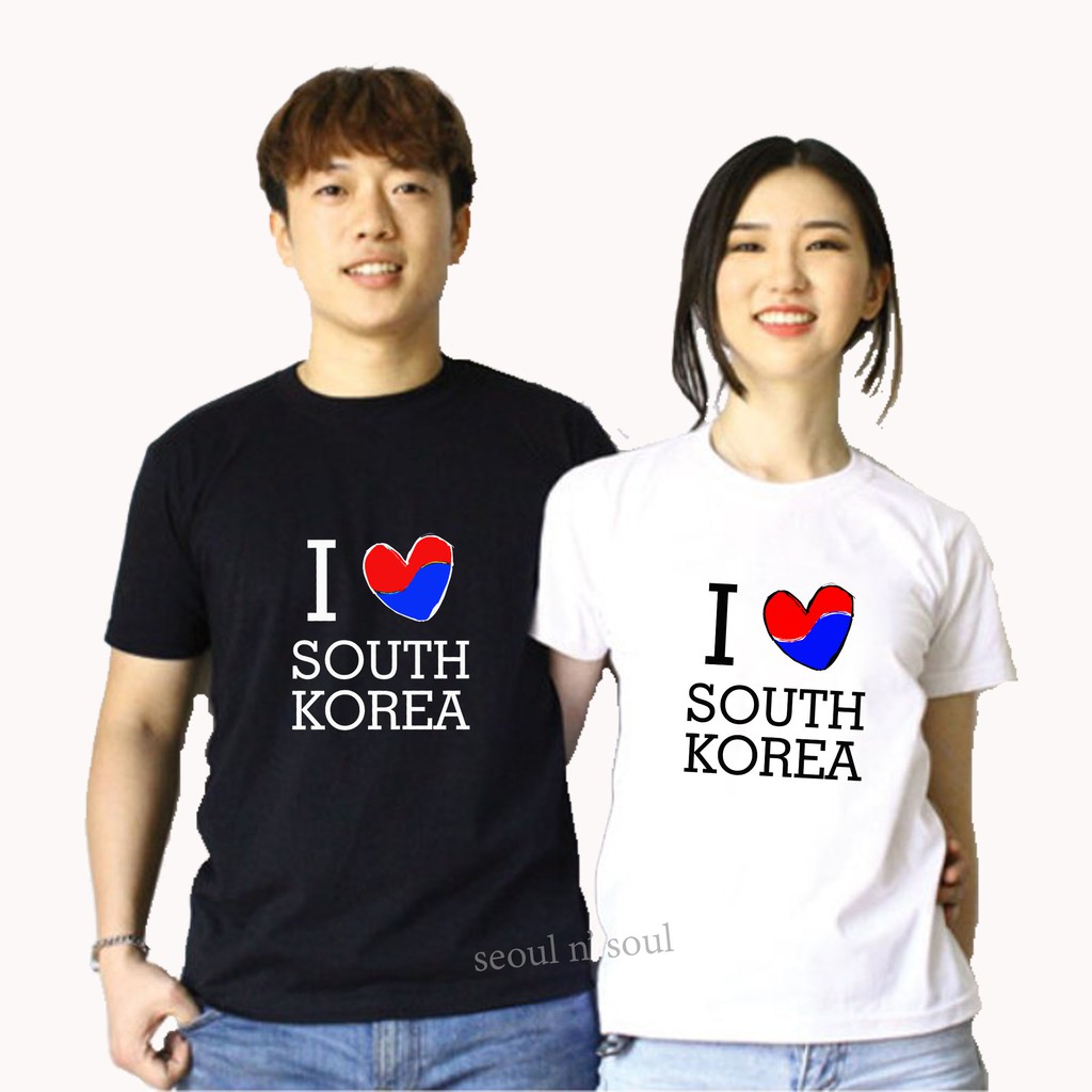 I Love South Korea T-shirt Korean Country Souvenir Tshirt Ginseng Kpop Korean Style Black and ...