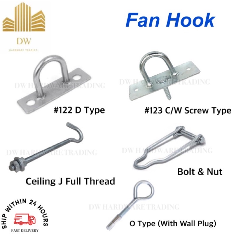 Ceiling Fan Hook/ /W Screw /O Type Ceiling Fan Hook With Wall Plug ...