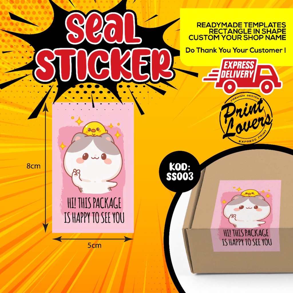 THANK YOU TQ STICKER 5CM X 8CM CUTE SEAL LABEL FOR SMALL BUSINESS ...