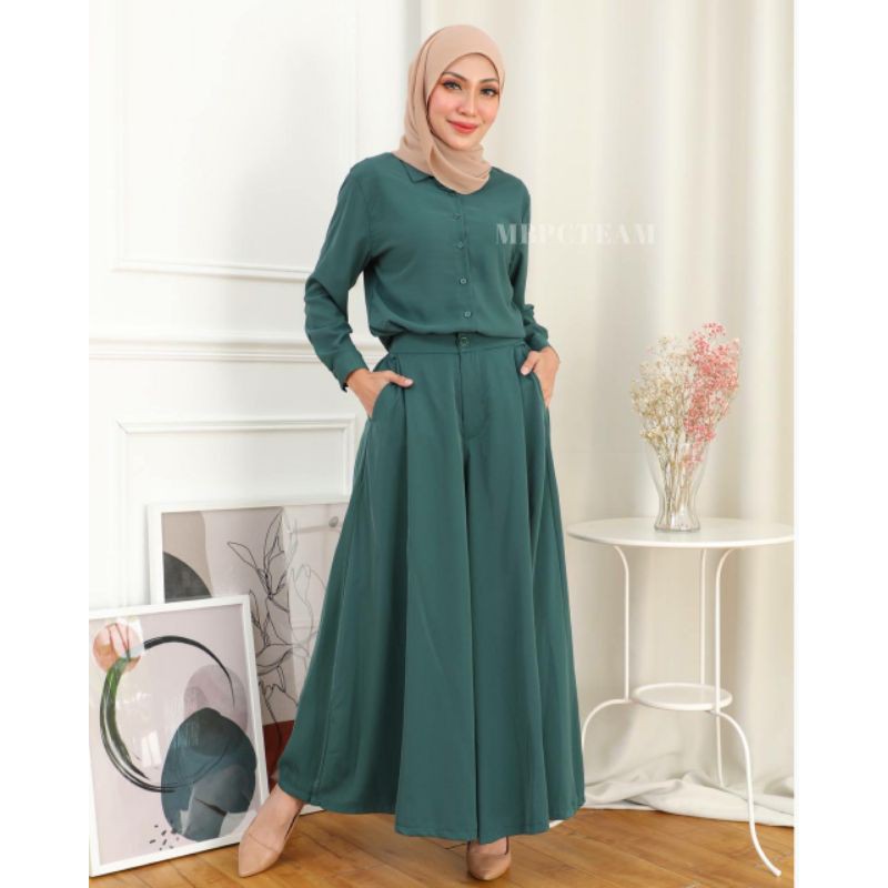 AMANDA SUIT(SET PALAZZO SKIRT AND BLOUSE) | Shopee Malaysia
