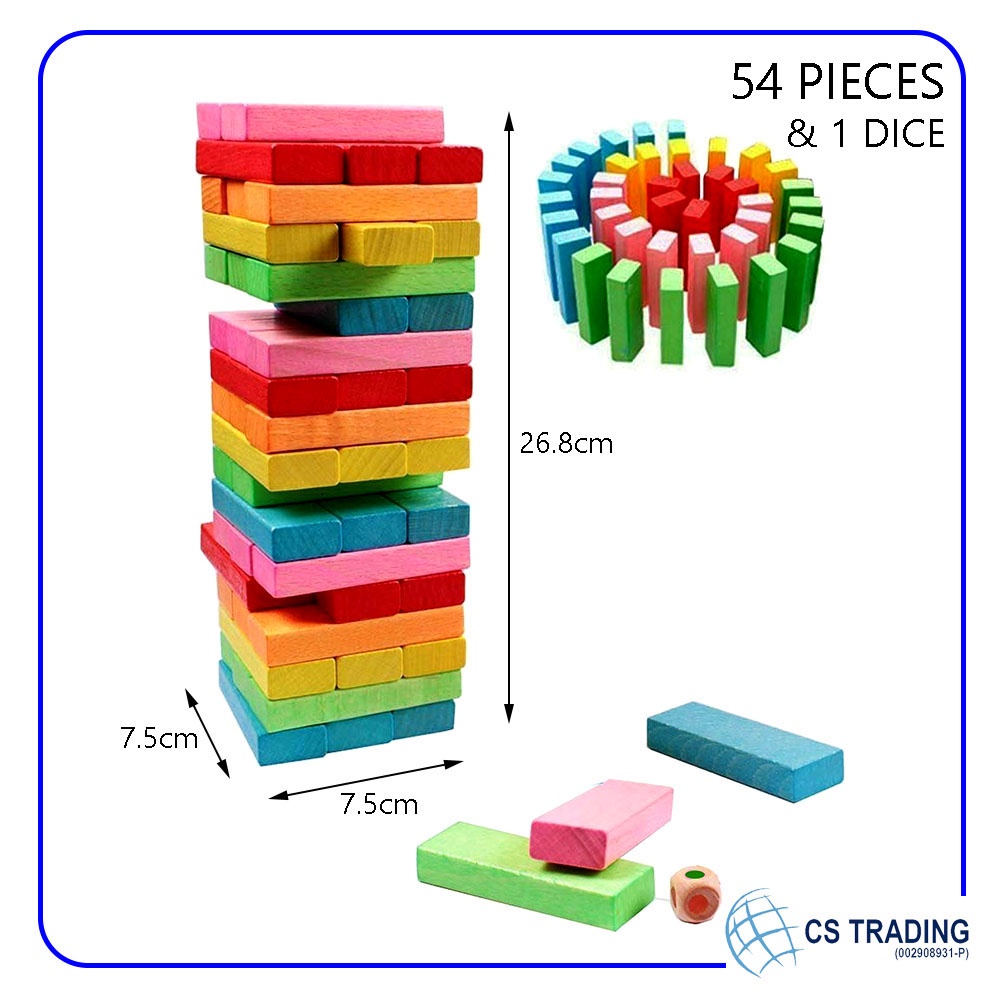 54 / 69 Pieces Wooden Stacking Block / Tower Toy / Block | Shopee Malaysia