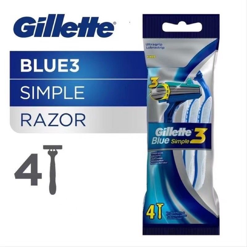 Gillette Blue 3 Simple Disposable Razor 4's (4pcs) Value Pack | Shopee ...