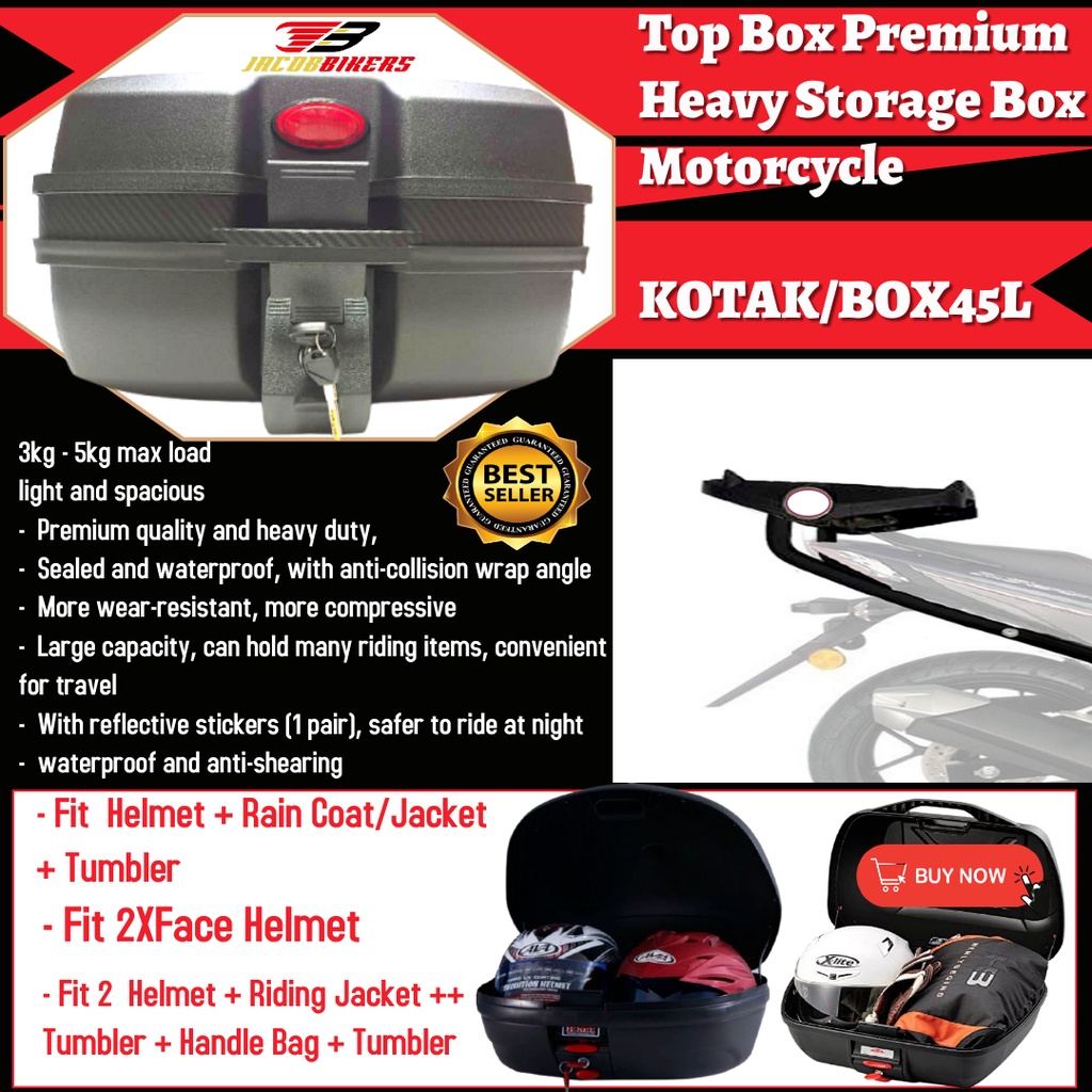 Top Box Premium Heavy Storage Box Motorcycle Motosikal 45L 28L 30L 32L ...