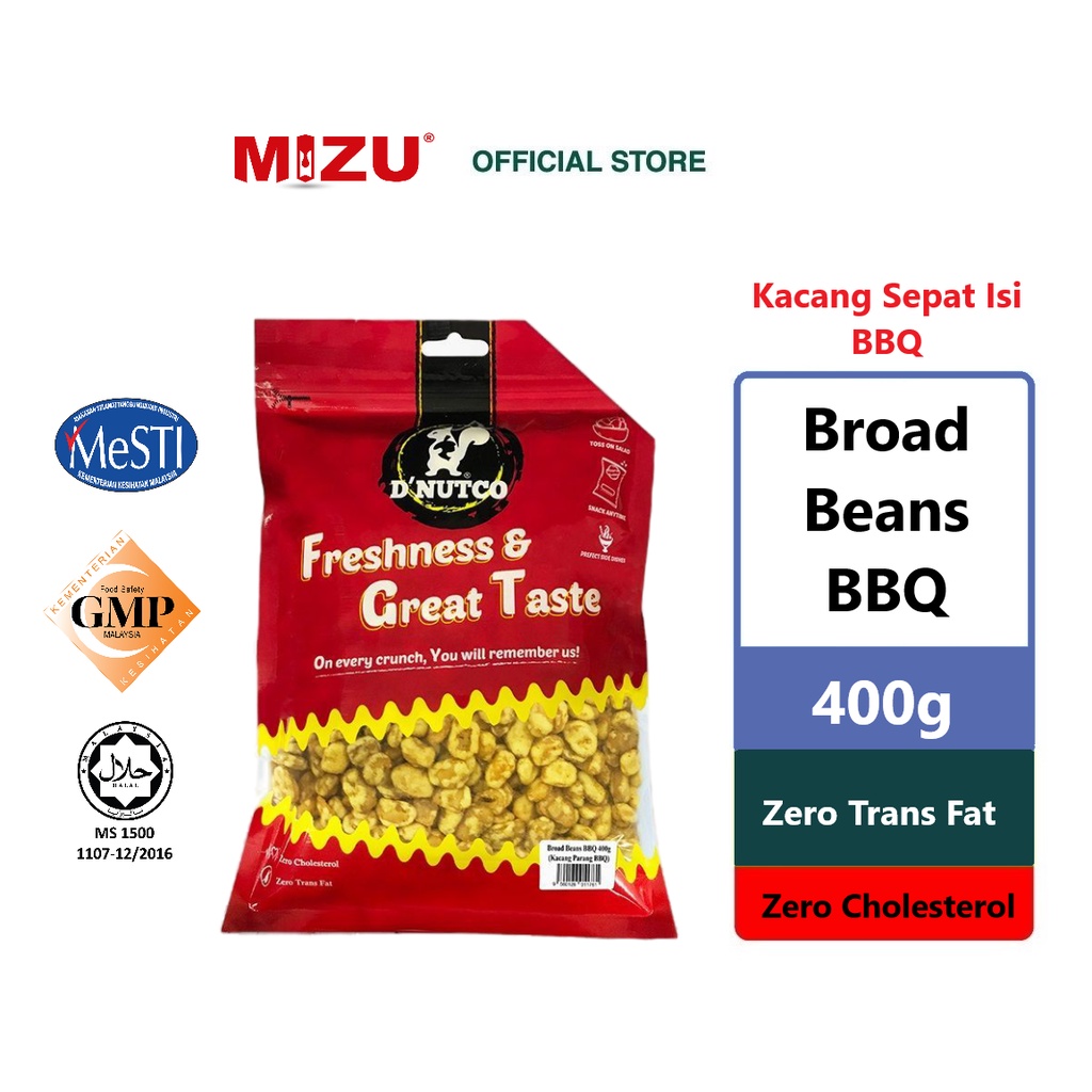MIZU D'NUTCO Broad Beans Snack BBQ Flavour (Kacang Sepat Isi BBQ) 400g Halal | Shopee Malaysia