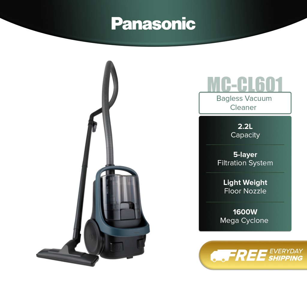 PANASONIC MC-CL601 POWERFUL 1600W CYCLONE BAGLESS CANISTER VACUUM ...