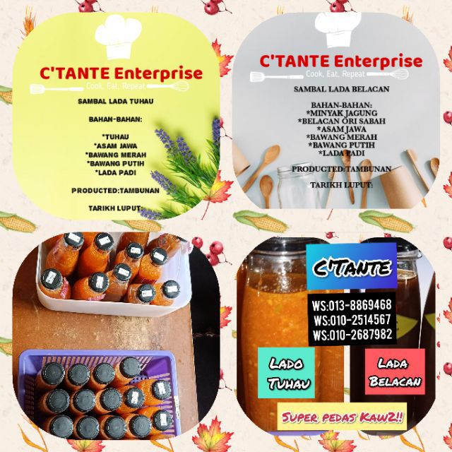 Sambal Lada C'Tante SUPER SEDAP PEDAS KAW2(ladaBelacan/Lada Tuhau/Lada ...