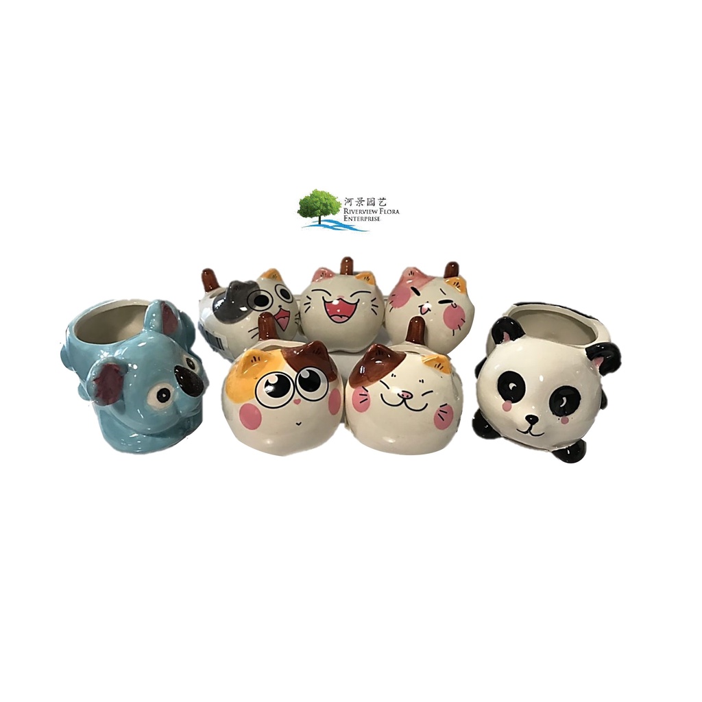 Colorful Ceramic Succulent Flower Pots Cute Animal Shape/ Cats / Panda ...