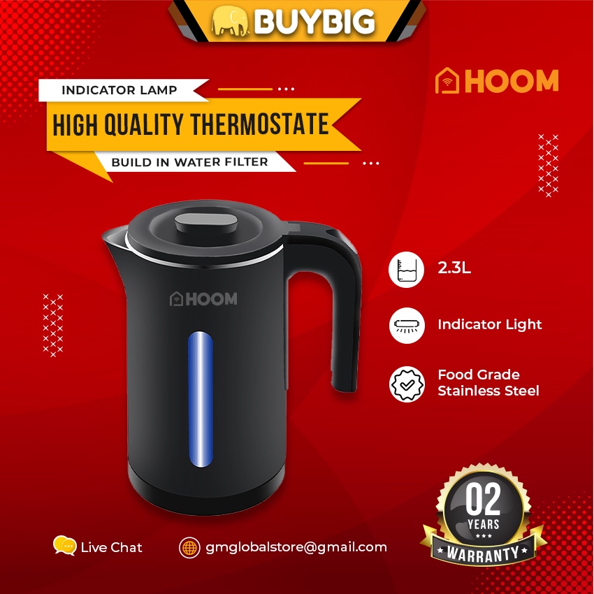 Hoom 2.3L Electric Jug Kettle With Stainless Steel Heating Element ...