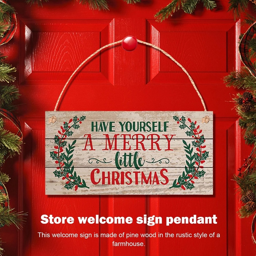 Christmas Tree Wooden Decoration Xmas Hanging Door Signs Pendant ...