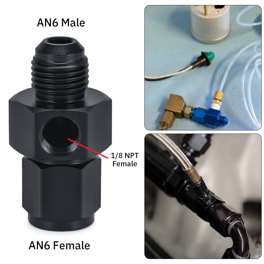 AN6 Male to Female Fitting 1/8" NPT Gauge / Sensor Side Port Adapter ...